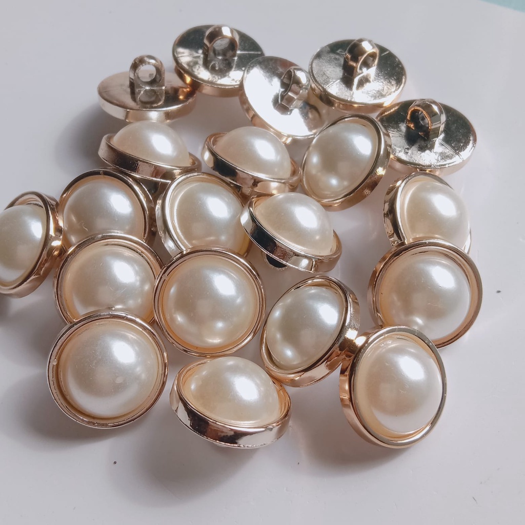 Jual kancing baju jamur mutiara timbul bulat metalik mewah aneka motif ...