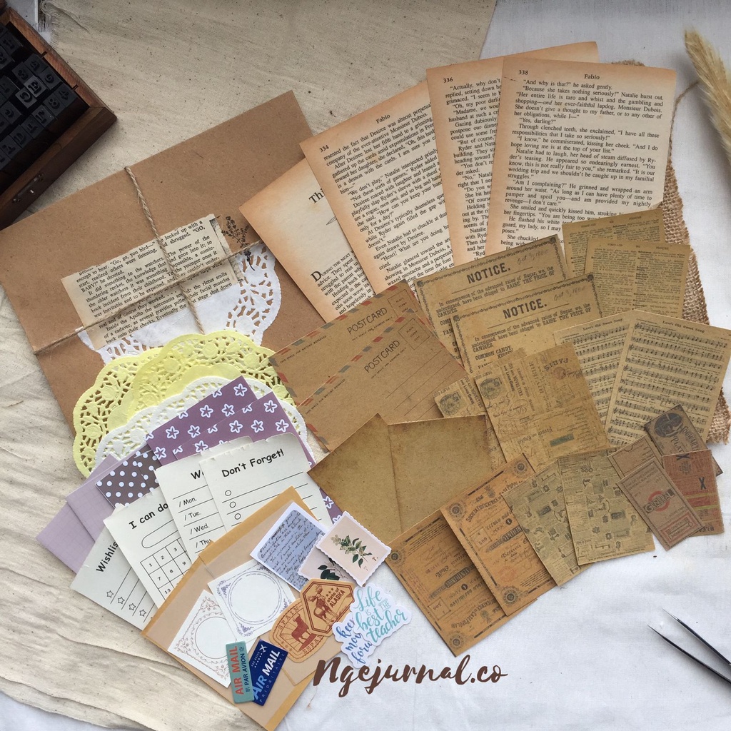 Jual 58pcs JURNAL KIT VINTAGE SET/ BUJO KIT/ JOURNAL KIT VINTAGE ...