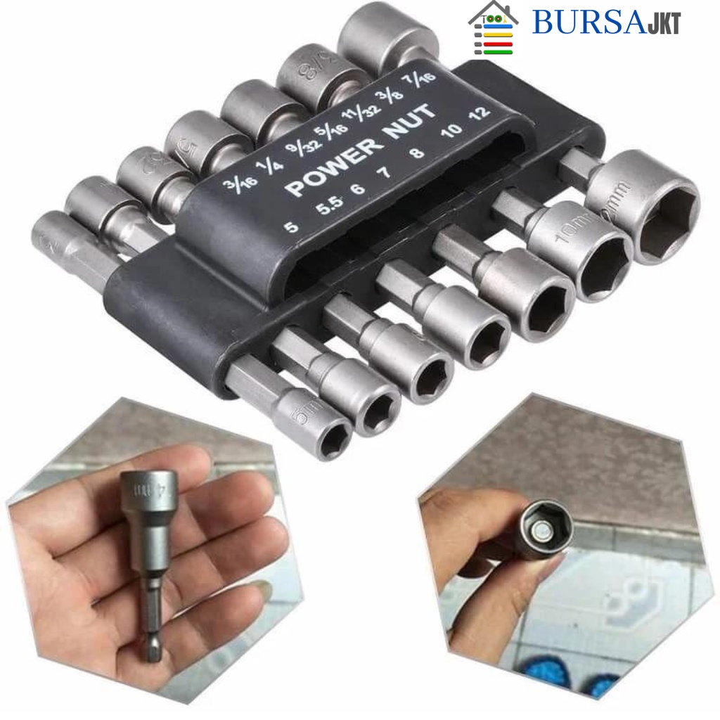 Jual MATA OBENG ROOFING ADAPTER HEX SOCKET MAGNETIC SET 1/4 INCH 6.35 6 ...