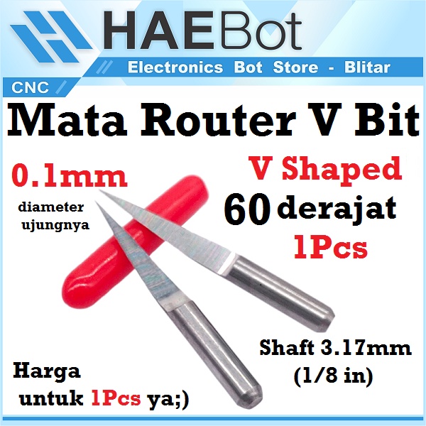 Jual [HAEBOT] Mata Router Grafir V Bit 60 derajat 0.1mm 3.17mm PCB ...