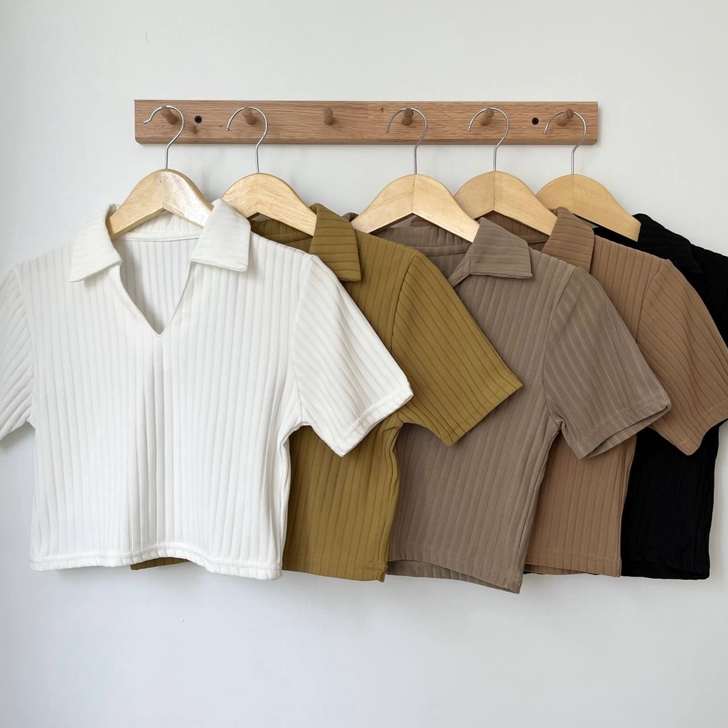 Jual MakeGrosir - KNIT CROP TOP | KAOS KNIT RIB | KAOS KERAH POLO SHIRT ...