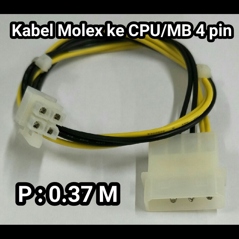Jual Kabel Molex ke CPU 4 pin panjang 37 cm / Kabel Molex ke ...