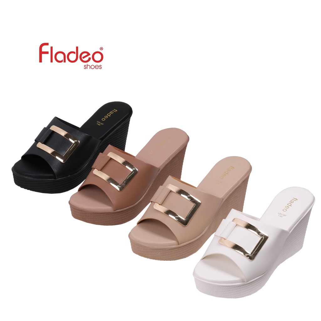 Jual Fladeo B23/LDH497-1RV/Sandal Wedges Slide Wanita [ Wedges Slipper ...