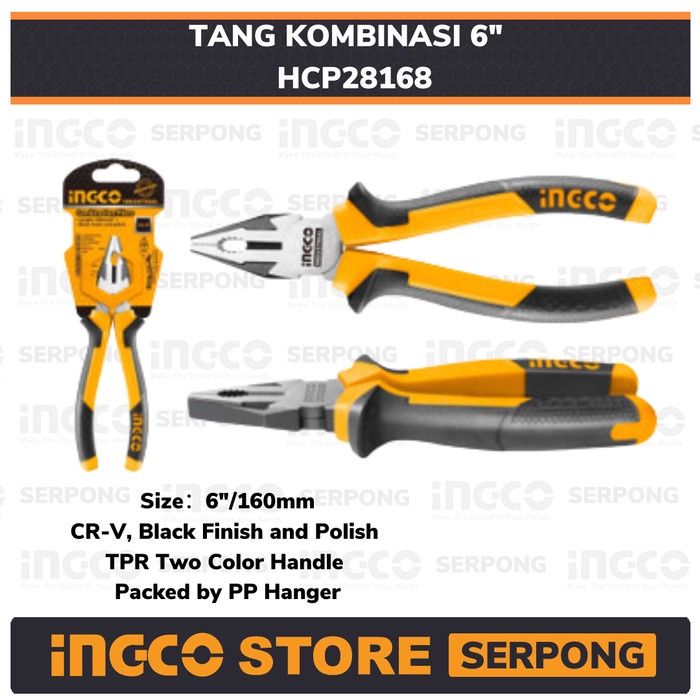 Jual Tang Potong Tang Kombinasi Industrial 6 Inch Ingco Hcp28168 ...