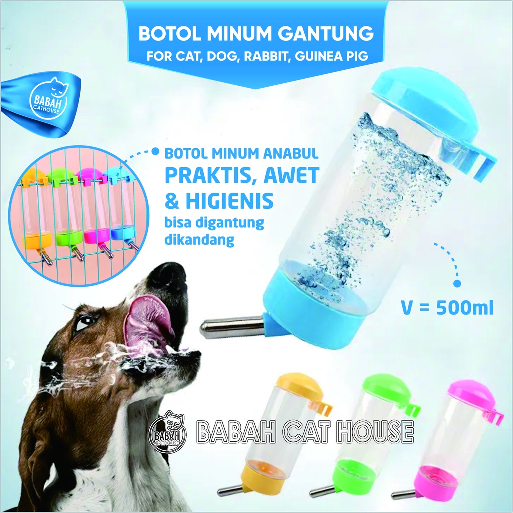 Jual BOTOL MINUM GANTUNG Dispenser Plastik Kucing Anjing Wadah Tempat ...