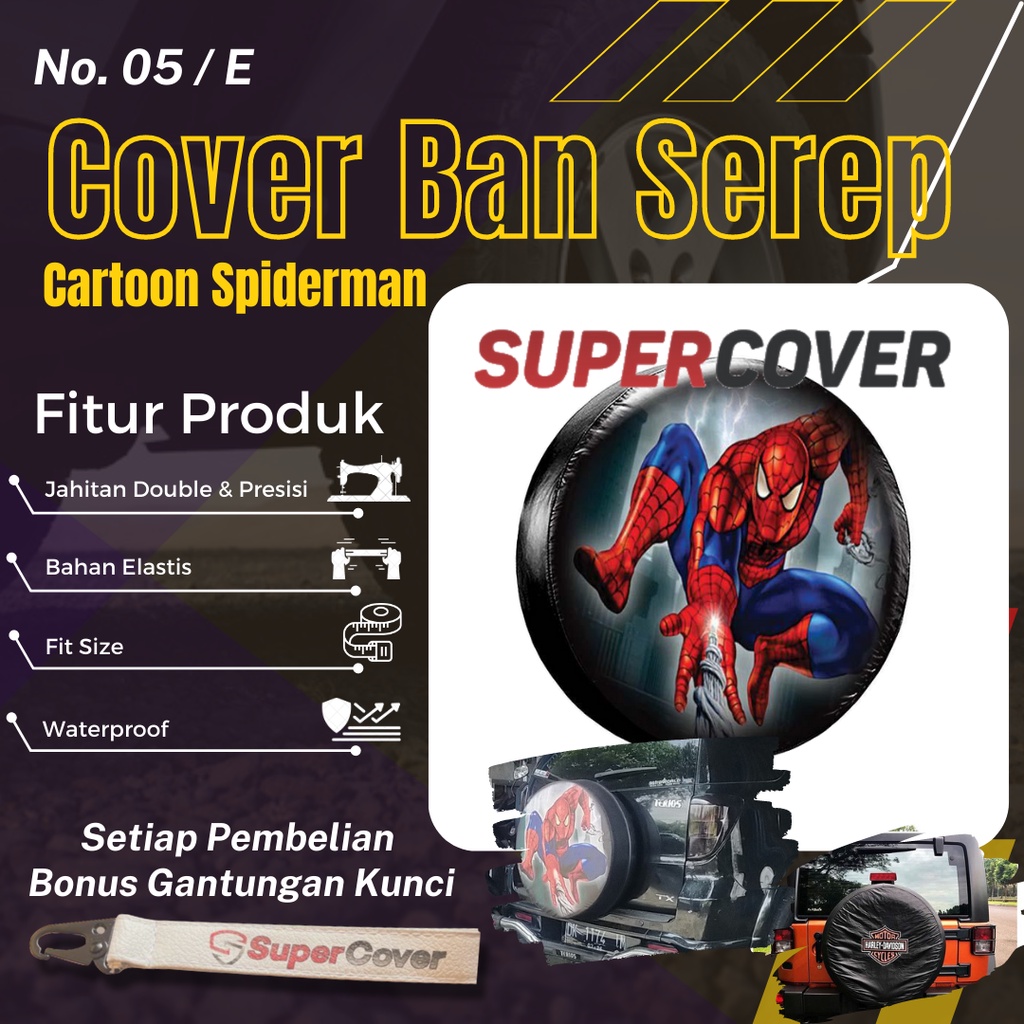 Jual Sarung Ban mobil JEEP ban Serep Cartoon Spiderman Cover Ban Serep ...