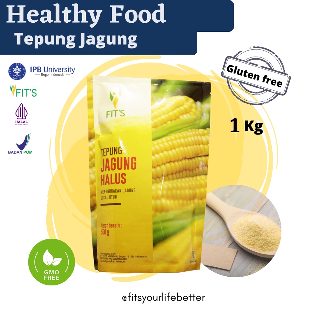 Jual Tepung Jagung (polenta) Fits Mandiri 1kg kemasan ekonomis Non GMO ...