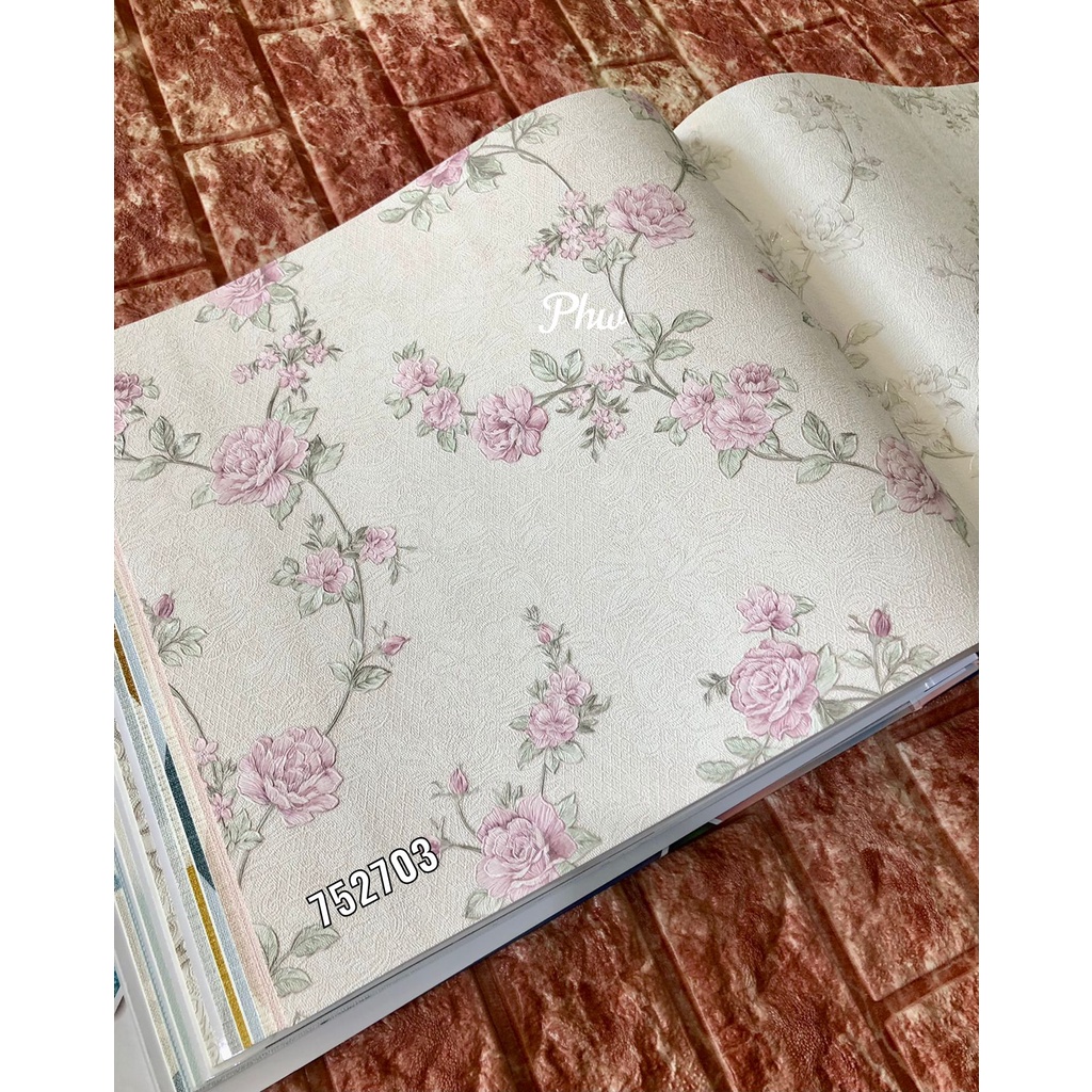 Jual WALLPAPER DINDING BUNGA MAWAR PINK BIRU SIMPLE SHADES | Shopee Indonesia