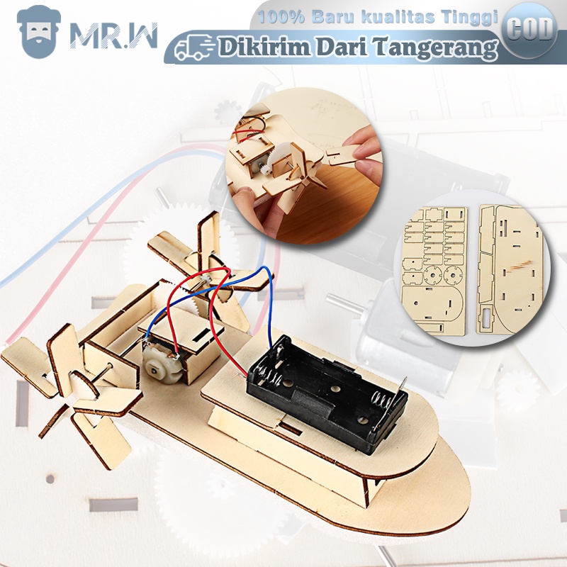 Jual Mainan Kapal Rakit Elektrik Puzzle DIY Rakit Perahu Kayu Elektrik ...
