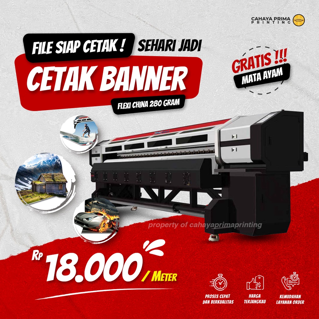 Jual Cetak Banner Spanduk Custom Flexi China 280 GSM Digital Printing ...