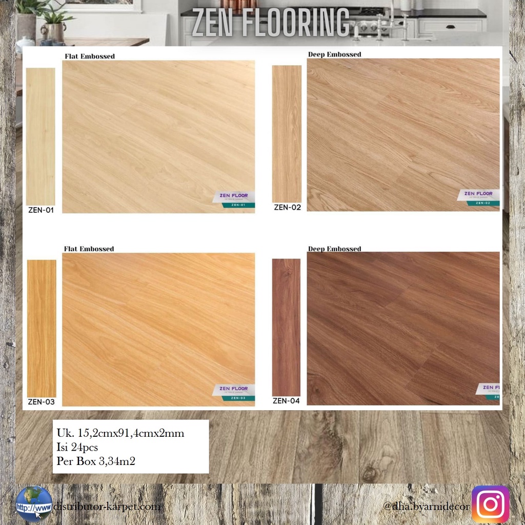 Jual Lantai Vinyl Plank Motif Kayu Zenfloor Anti Rayap & Air Tebal 2mm | Shopee Indonesia
