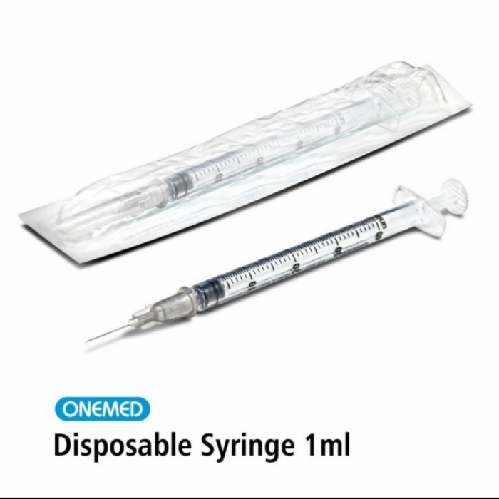 Jual ONEMED DISPOSABLE SYRINGE 1 CC WITH NEEDLE 26G X 1/2 " PER PCS | Shopee Indonesia
