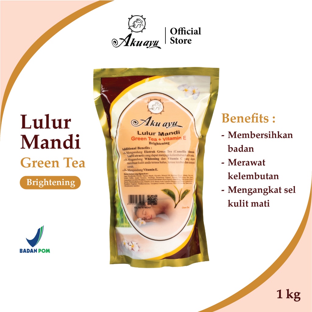 Jual Aku Ayu Lulur Mandi Green Tea + Vitamin E Brightening 1kg | Shopee ...