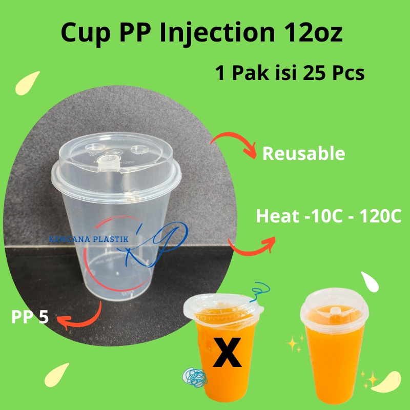 Jual Cup PP Injection 360ml 12oz l Gelas Plastik Boba Cheese Tea 12 oz ...