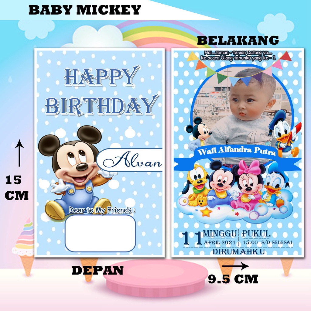 Jual BABY MICKEY BLUE UNDANGAN ULANG TAHUN PLUS CETAK DAN PLASTIK ...