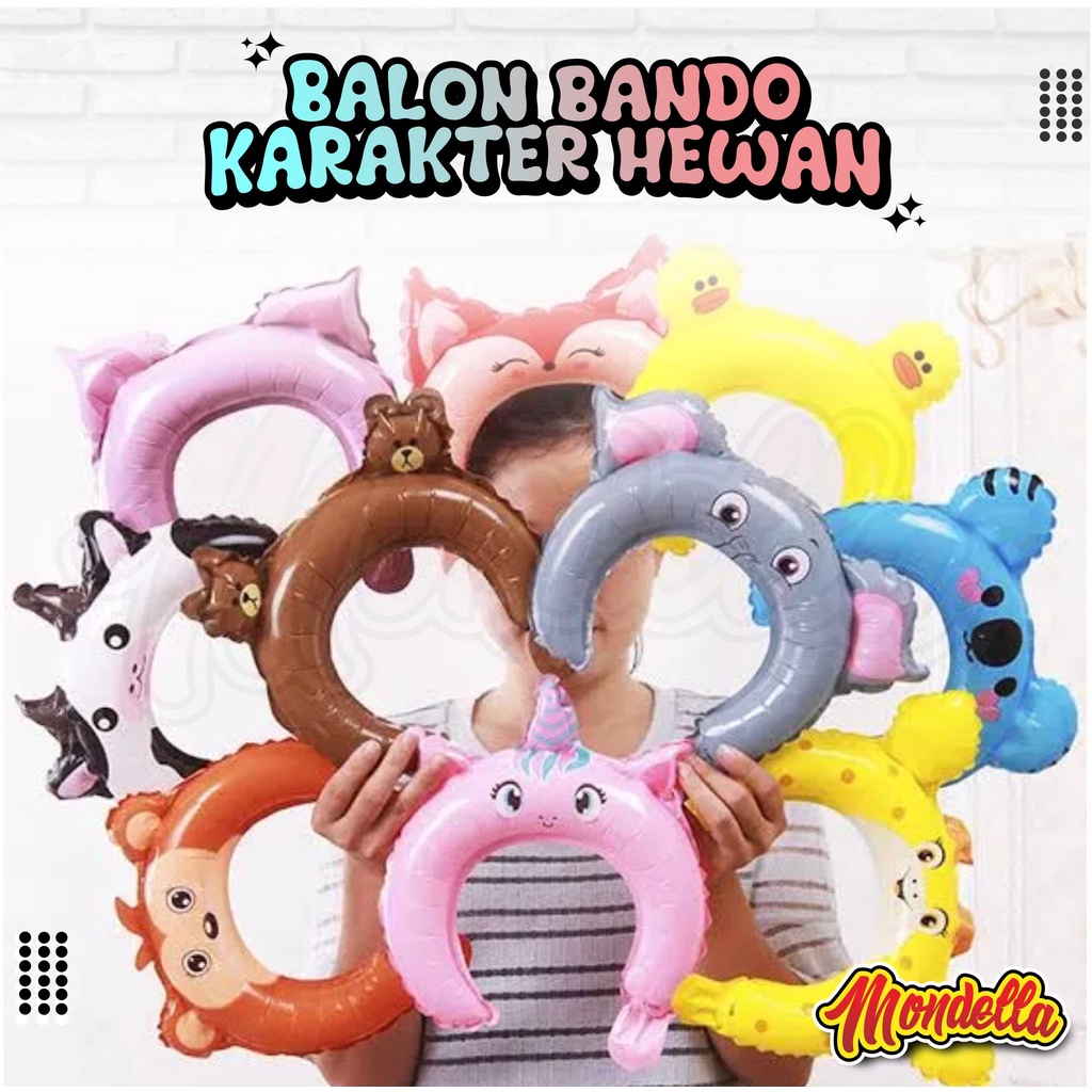 Jual Balon Bando Karakter Hewan Lucu Balon Foil Kartun Animal Headband ...