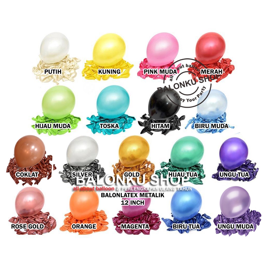 Jual Balon Latex Metalik 12 inch / Balon Metalik / Balon Latex Metalik ...