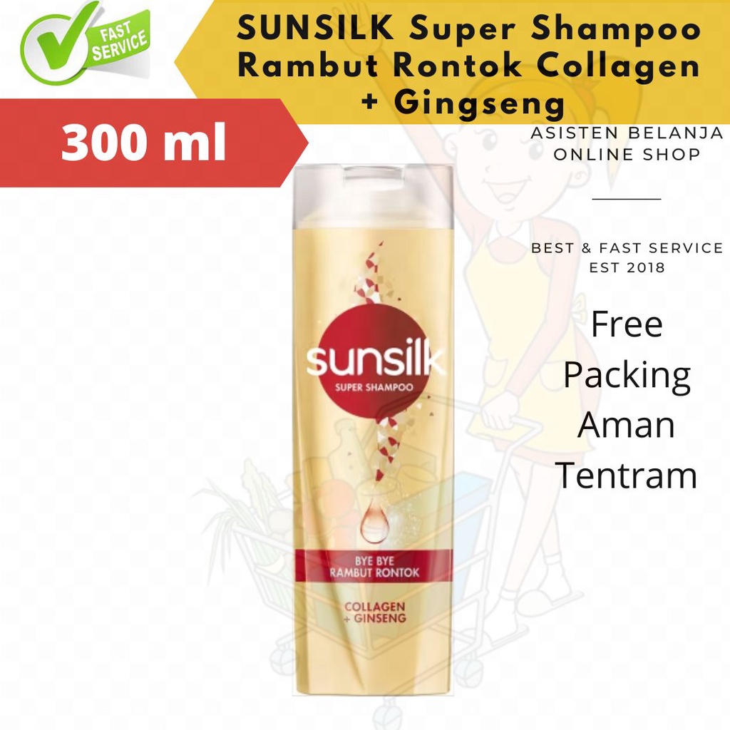Jual Sunsilk Super Shampoo Bye Bye Rambut Rontok Collagen Gingseng ...