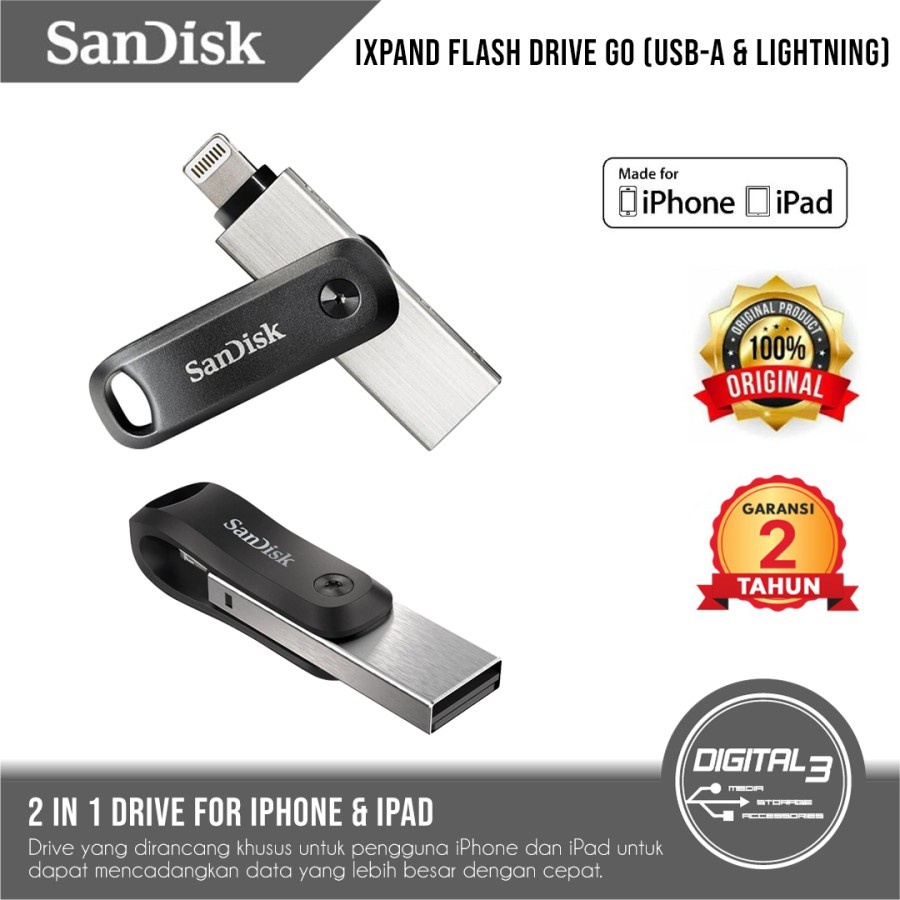 Jual Sandisk Ixpand Flash Drive Go USB to Lightning Iphone Ipad OTG ...