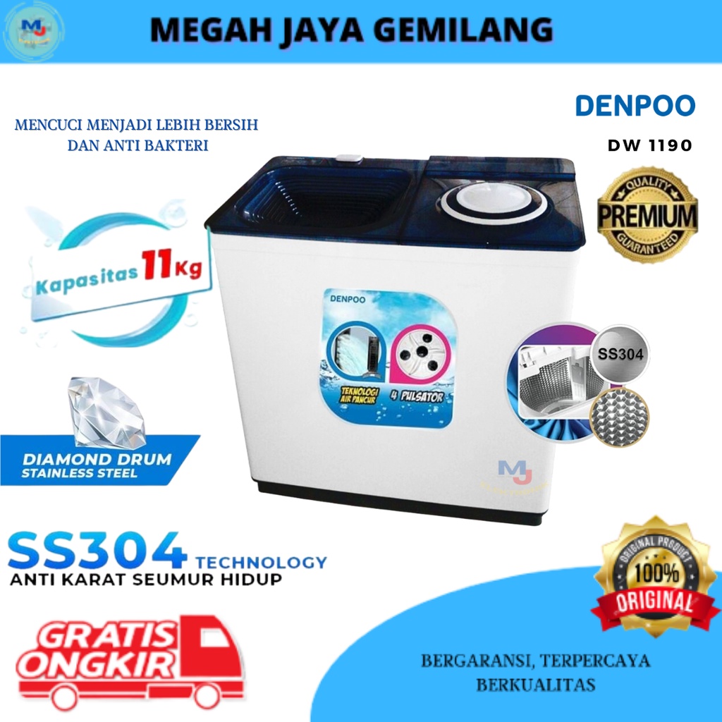 Jual Mesin Cuci 2 Tabung Kapasitas Besar 11kg Denpoo - DW 1190 | Shopee ...