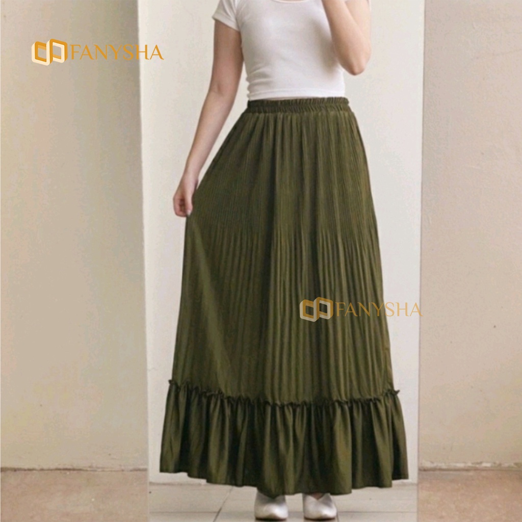 Jual ROK PLISKET LIDI RUFFLE = Rok lebar panjang wanita premium basic ...