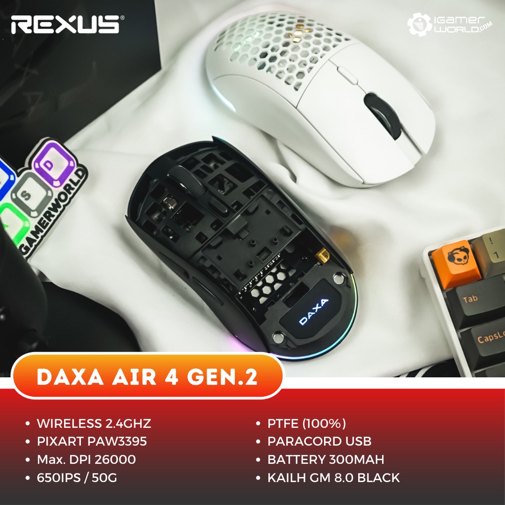 Jual Rexus Daxa Air IV / Daxa Air 4 Gen 2 Wireless Gaming Mouse ...