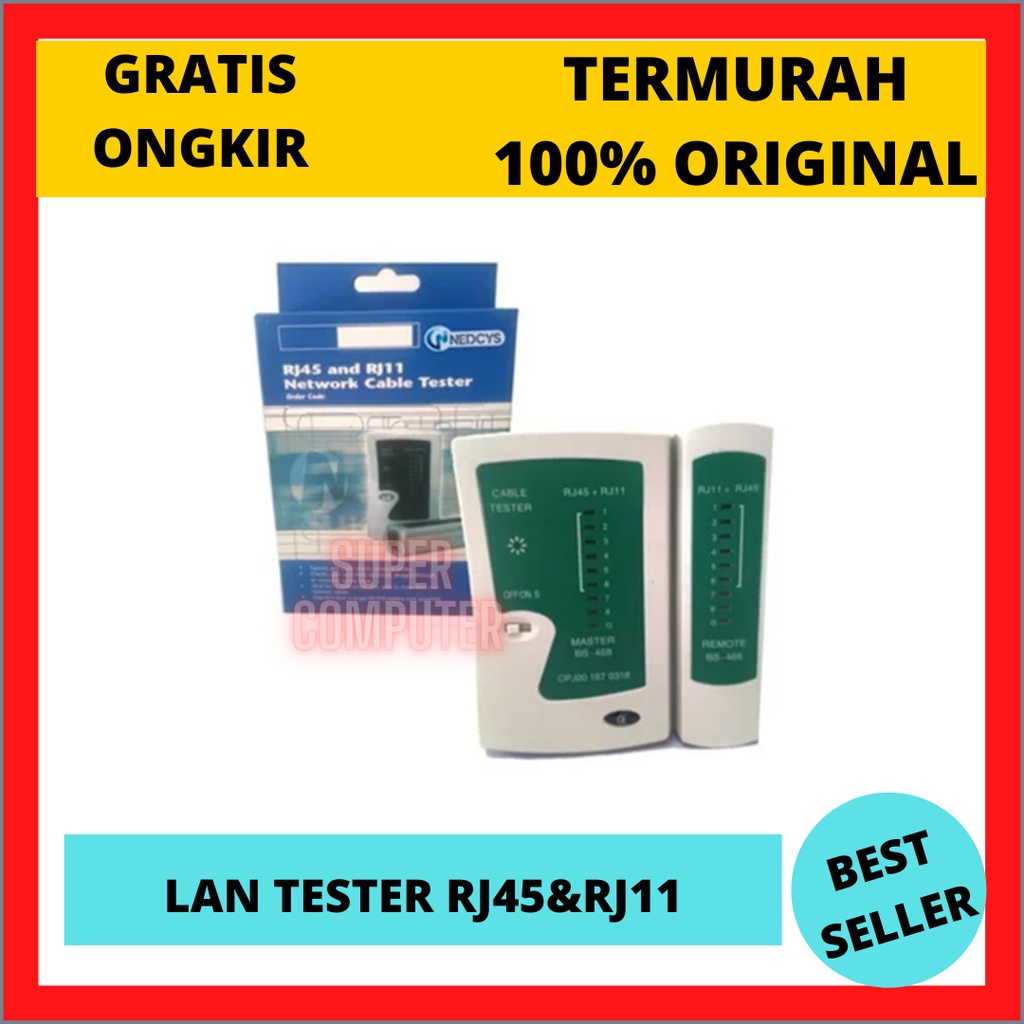 Jual S.C LAN TESTER RJ45 & RJ11 / ALAT CEK KABEL LAN / LAN TESTER RJ45 ...