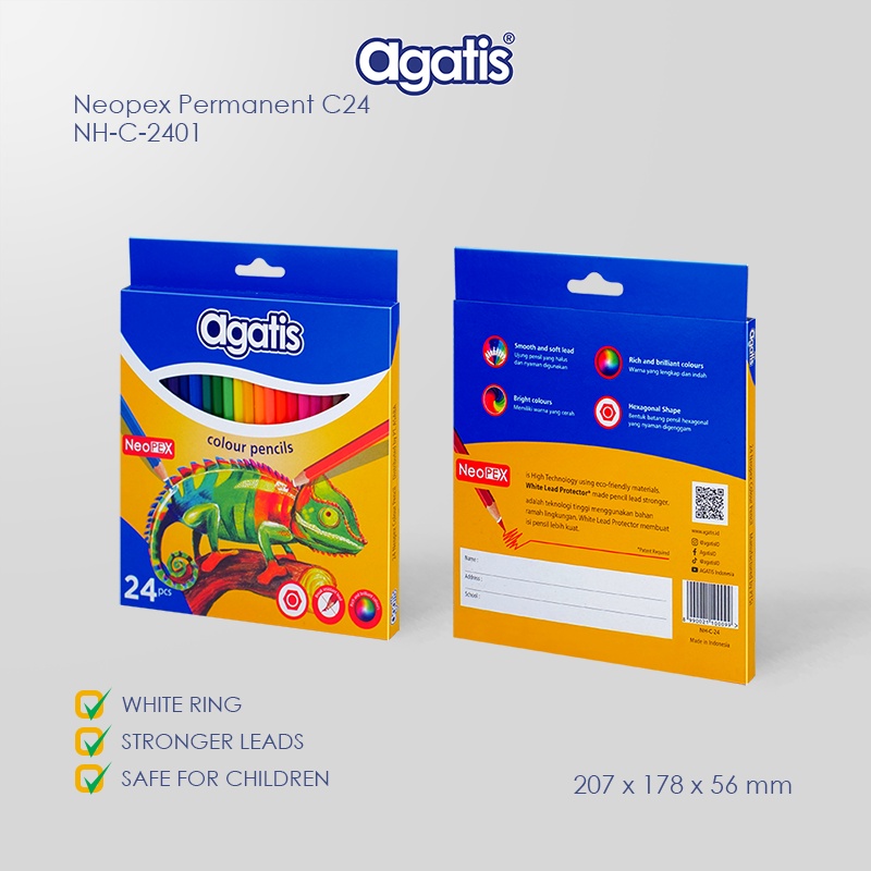 Jual Agatis - Pensil Warna Neopex Eco Hexagonal - 24 Warna | Shopee ...