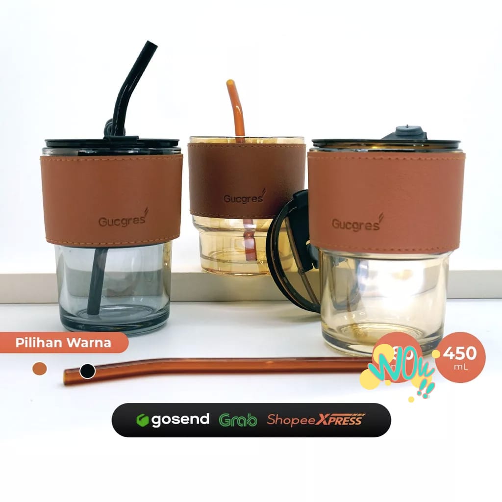 Jual GELAS TUMBLER AESTHETIC GELAS MINUM KACA ANTI PANAS - FREE STRAW | Shopee Indonesia