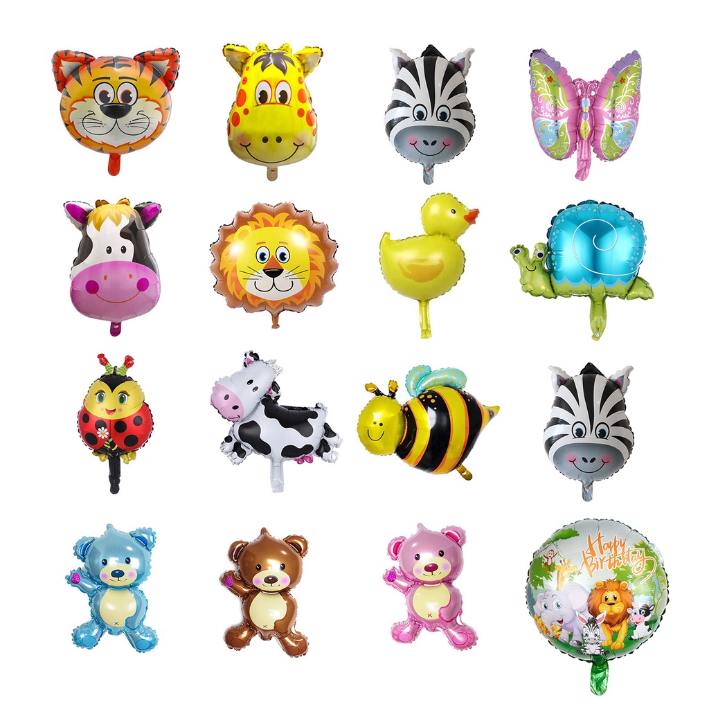 Jual Balon Foil Karakter Mini Hewan Darat Ukuran 40 cm Balon Sapi ...