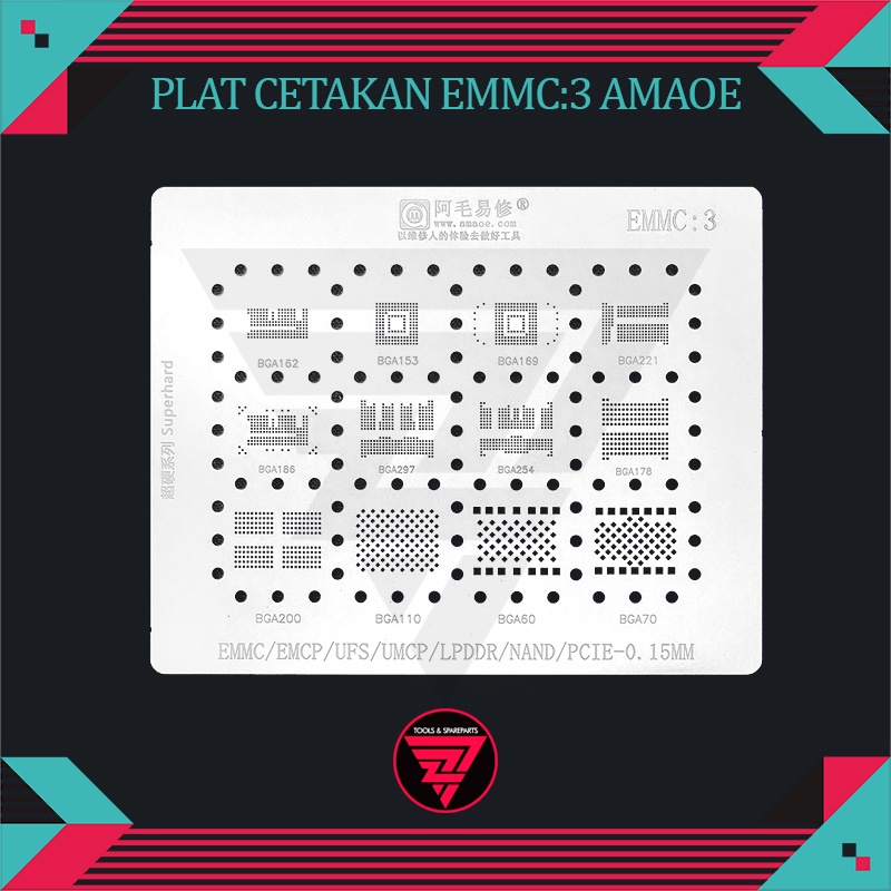 Jual Plat Cetakan Set EMMC:3 Amaoe / Plat EMMC3 Amaoe / Cetakan Kaki IC Emmc / Plat BGA EMMC ...