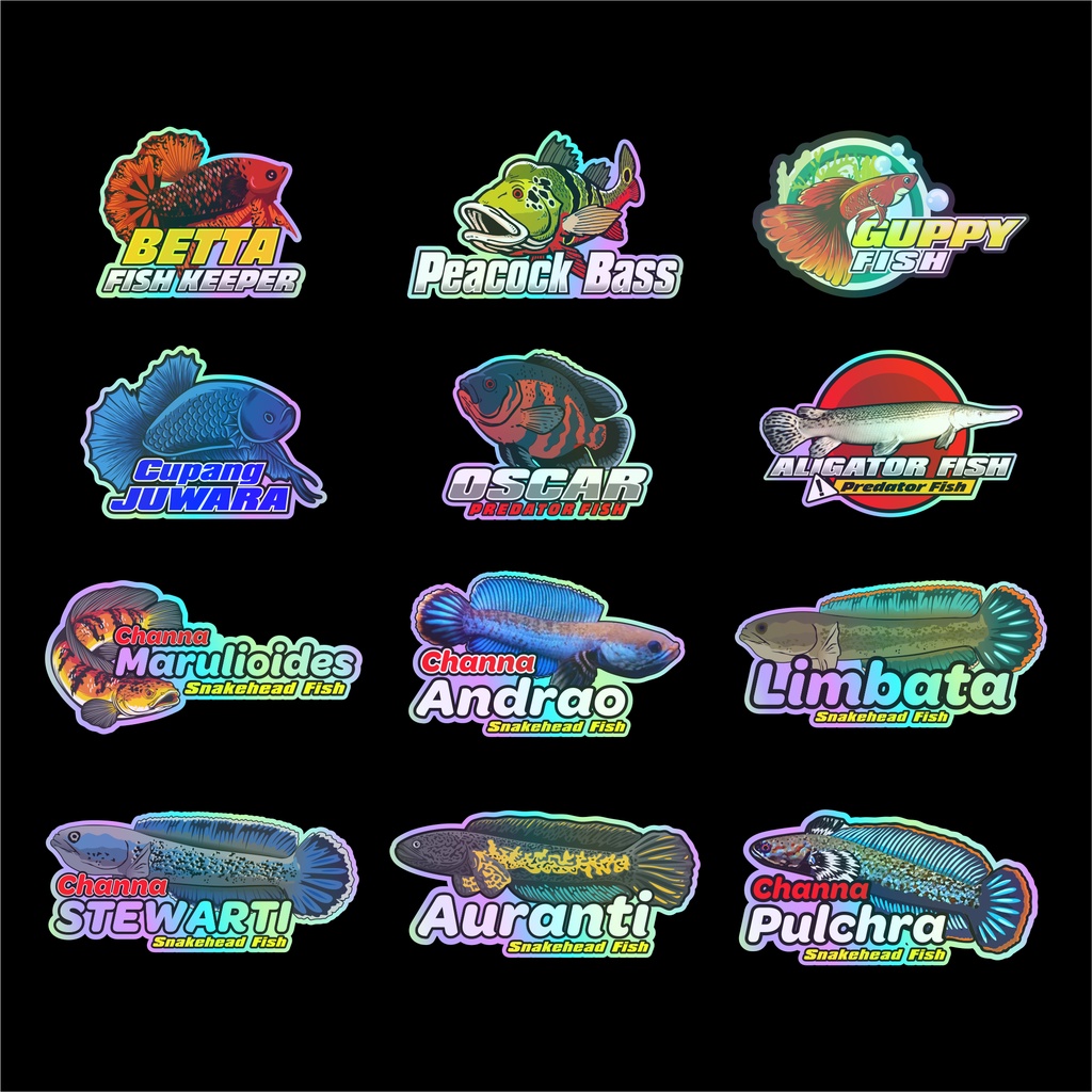 Jual Sticker Aquarium Hologram Ikan Channa / Sticker Ikan Predator ...