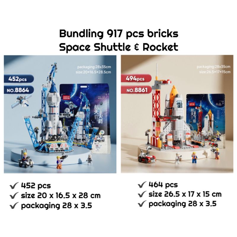 Jual Bricks Space Transport (bundling space shuttle & rocket) | Shopee ...