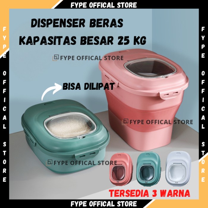 Jual Kopuk Fype Dispenser Beras 25Kg Kontainer Beras Lipat Rice Box ...
