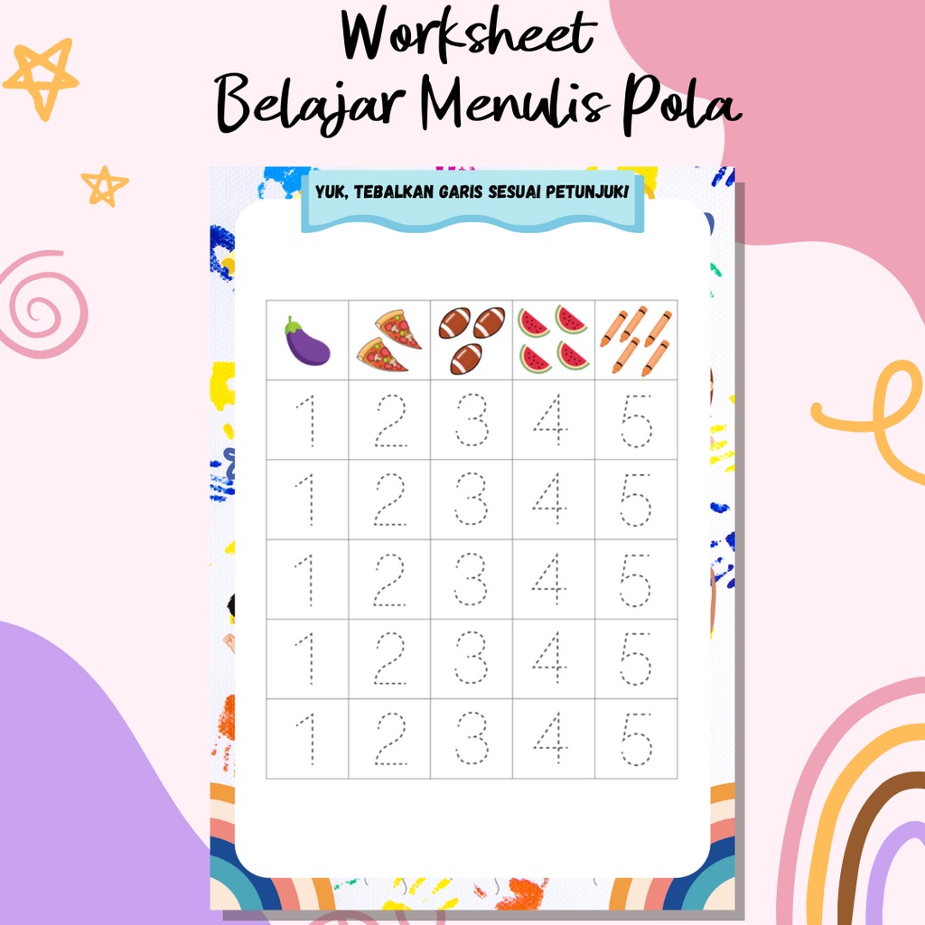 Jual WORKSHEET Anak PAUD TK 2 3 4 5 Tahun Mainan Edukasi Belajar Spidol ...