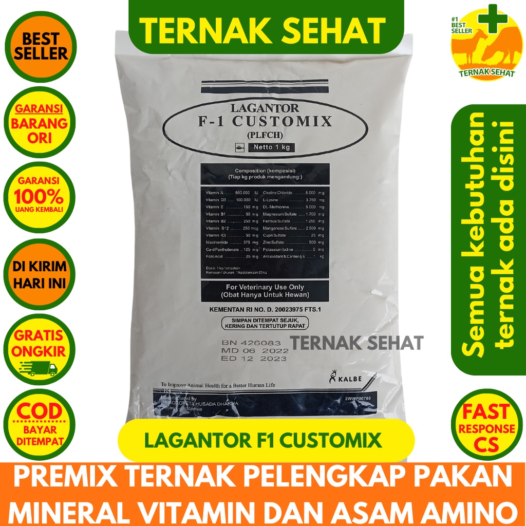 Jual LAGANTOR F1 CUSTOMIX 1kg - Premix Penggemukan Sapi Kambing Kelinci Pedaging - Premix sapi ...