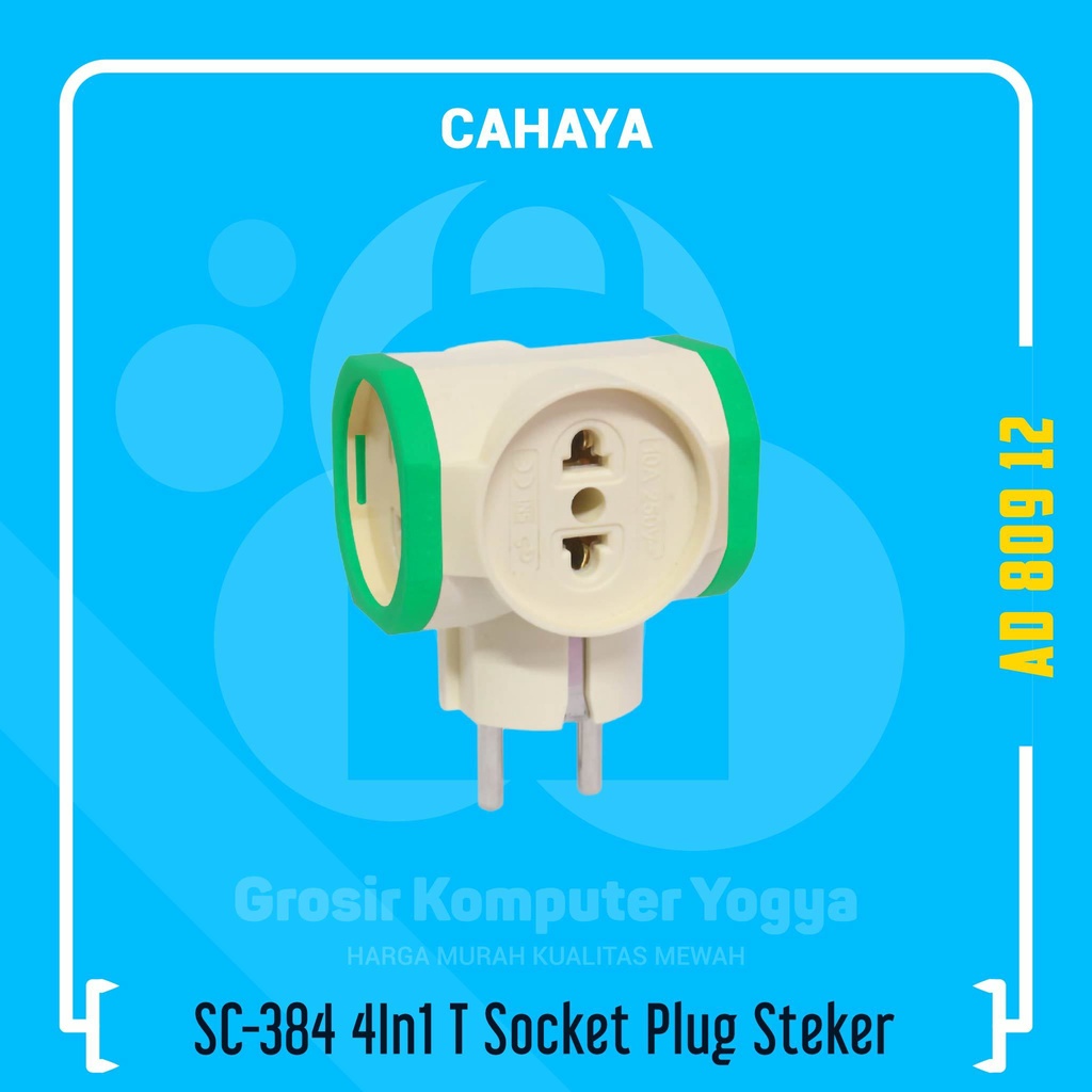 Jual CAHAYA SC-384 4In1 T Socket Plug Terminal Steker Listrik 4 Lubang ...