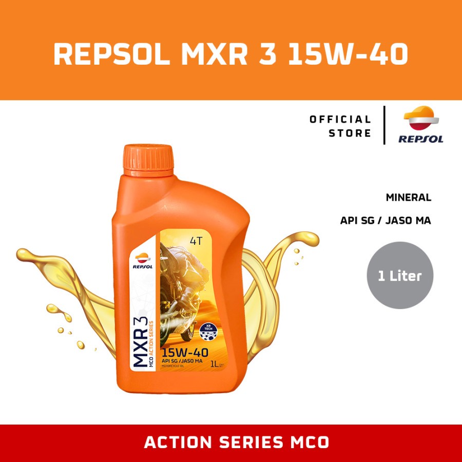 Jual Repsol Oli Motor MXR 3 15W-40 - SG/MA2 Pelumas Mesin Terbaik - 1 L ...