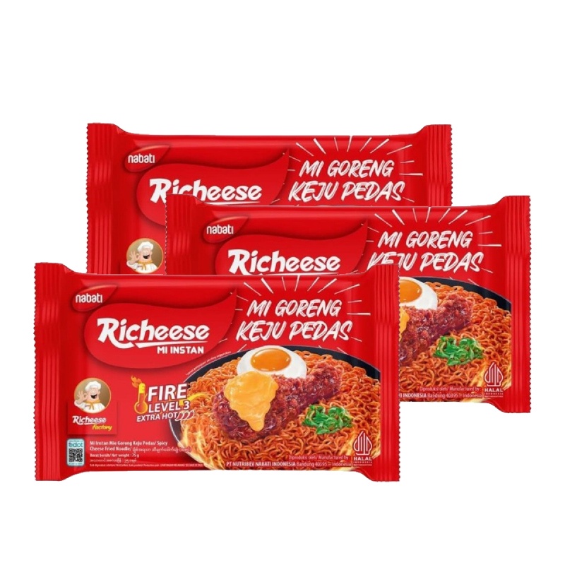 Jual Nabati Richeese Mi Goreng Keju Mie Ramen Extra Hot Isi 5 pcs ...