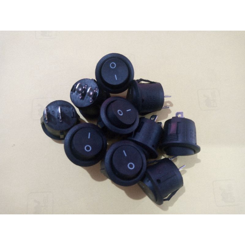 Jual Saklar / Switch ON/OFF 2 P Hitam, Rocker Switch Bulat hitam 2P ...