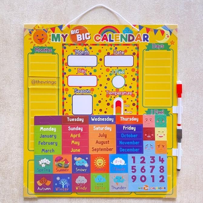 Jual My Big Calendar Kalender Anak Magnet Montessori Papan Tulis ...
