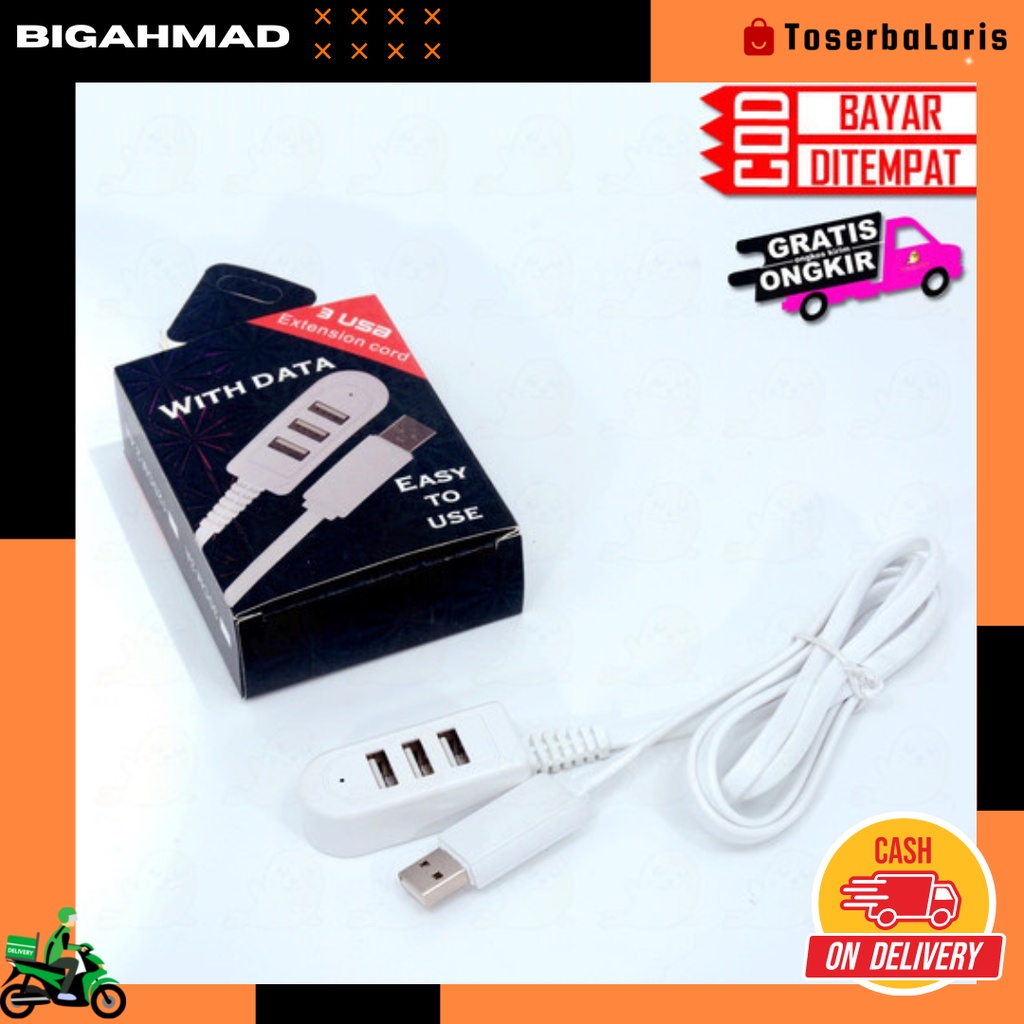 Jual USB HUB KABEL CAS CABLE DATA 3 USB WITH DATA | Shopee Indonesia