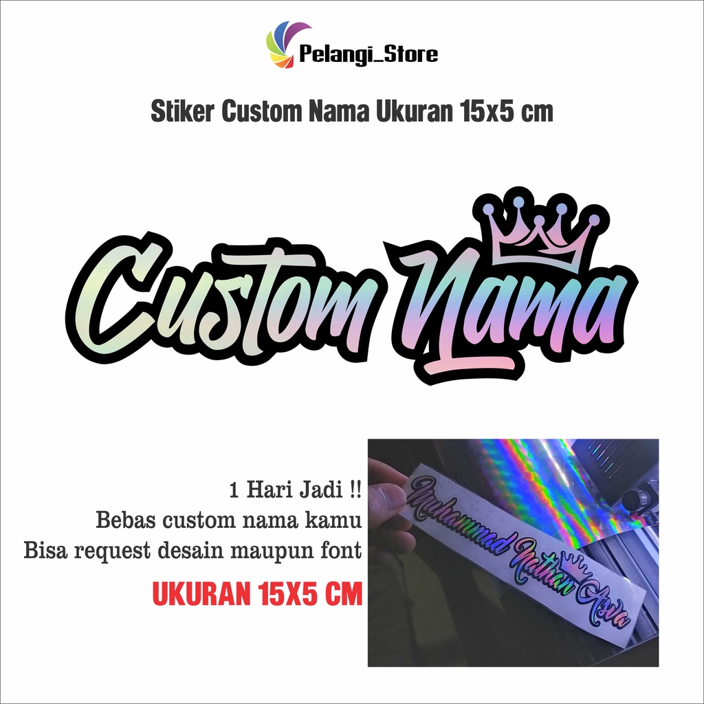 Jual STIKER NAMA HOLOGRAM DAN WARNA TULISAN BEBAS CUTTING STICKER NAMA ...