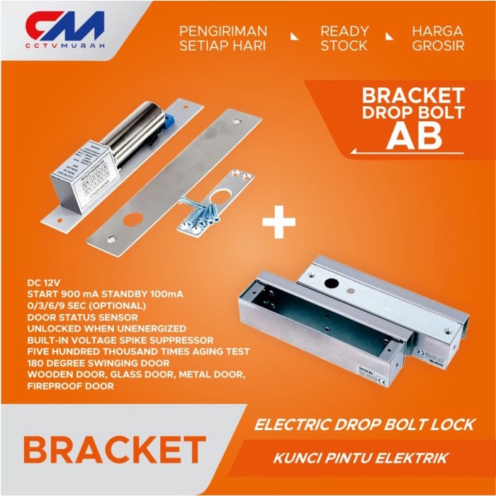 Jual Acd Access Control Drop Bolt Kaca + Bracket U / Access Door ...