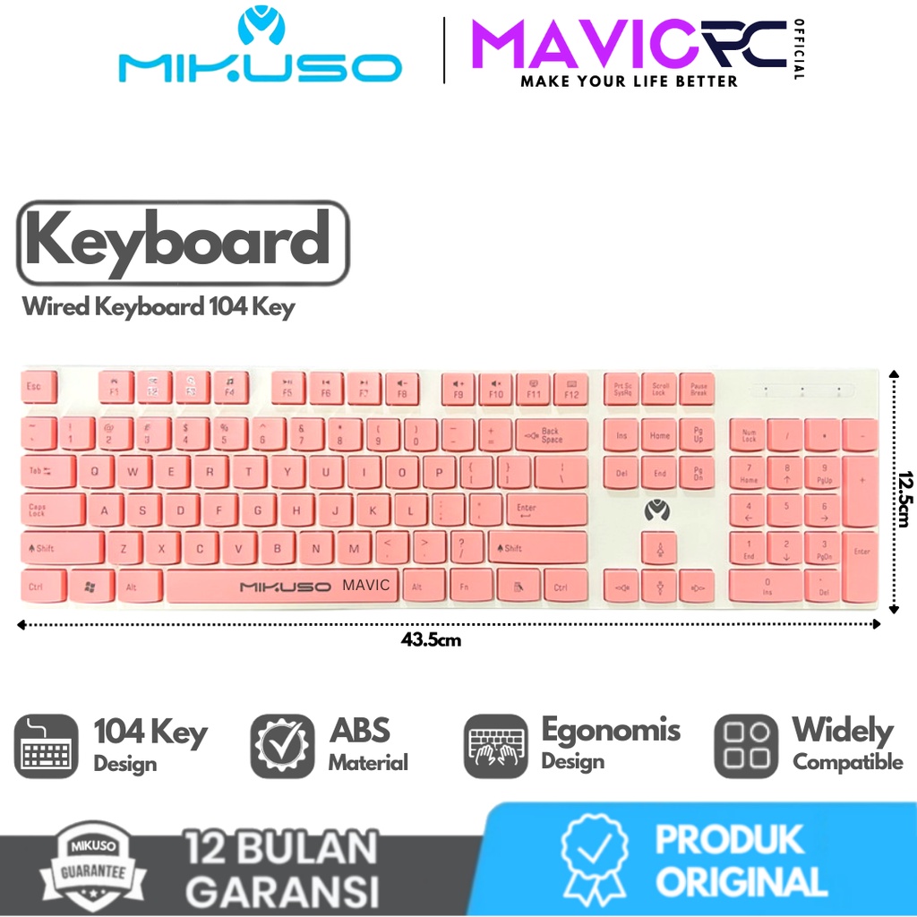 Jual MIKUSO KB-052U Wired USB Keyboard 104 Key PC Laptop Office ...