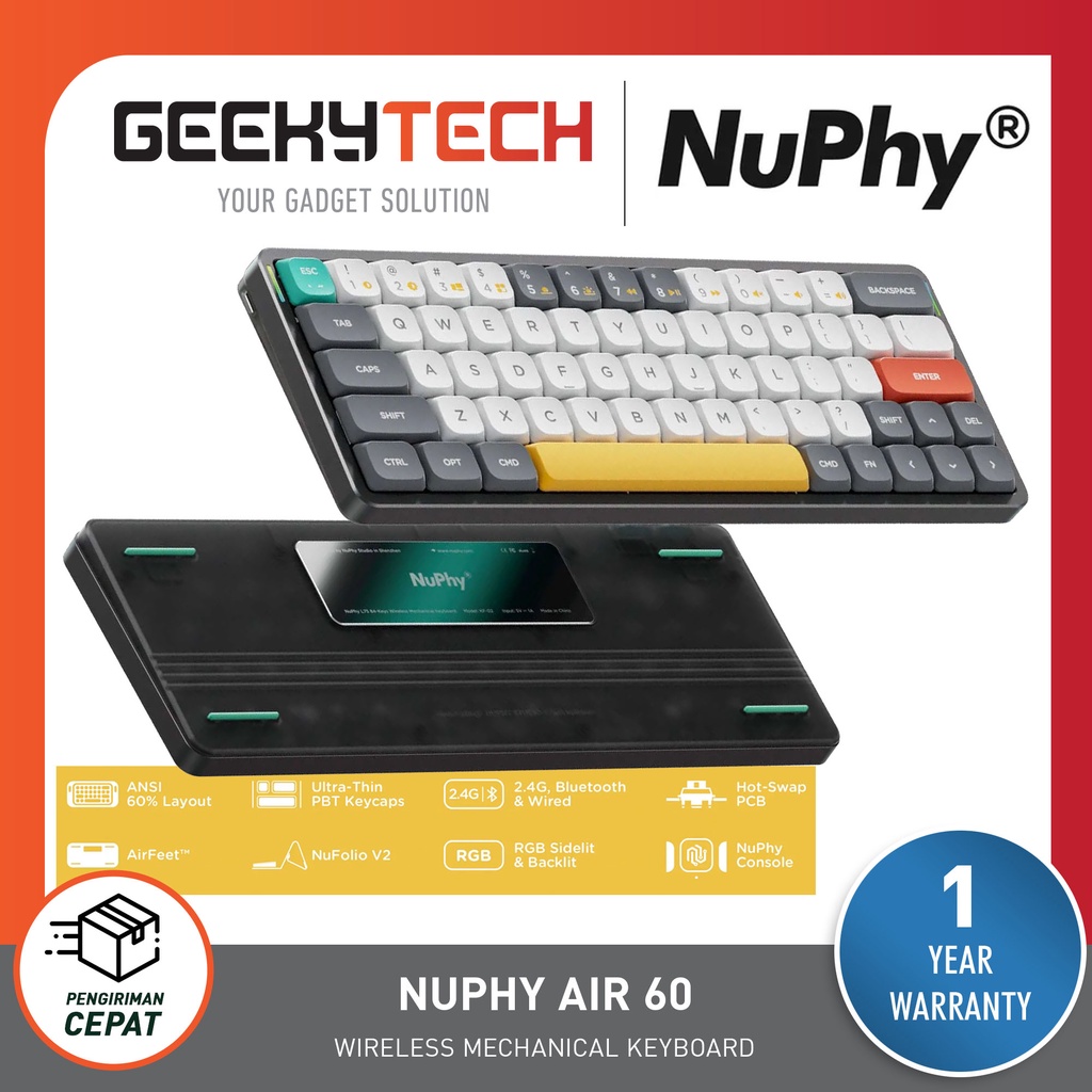 Jual Nuphy Air 60 Wireless Mechanical Keyboard | Shopee Indonesia
