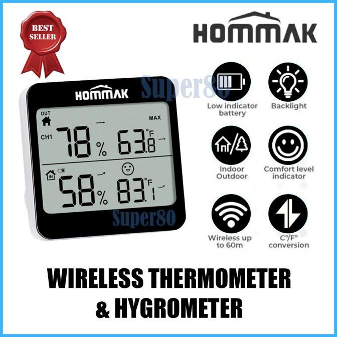 Jual Hommak Thermometer Ruangan Digital Wireless Hygrometer Indoor ...