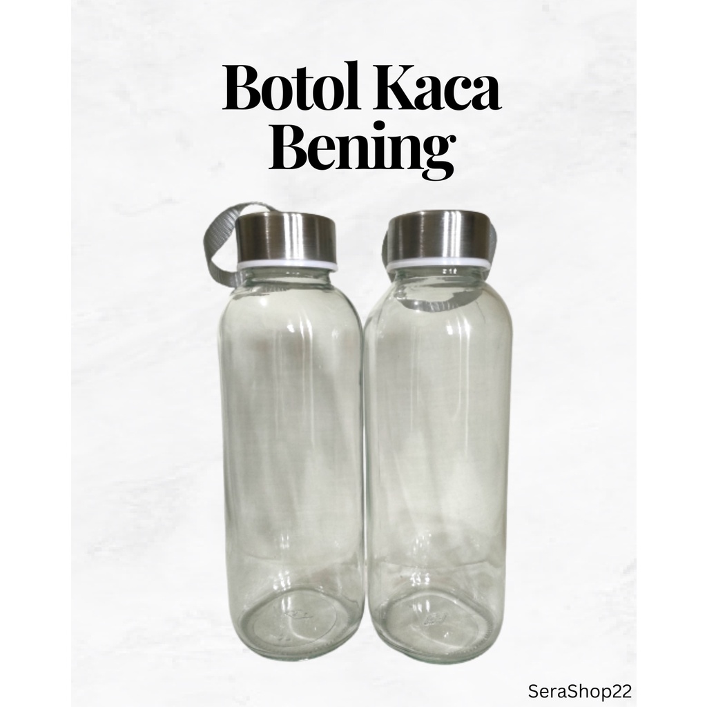 Jual BOTOL AIR MINUM BAHAN KACA BENING DENGAN UKURAN 500 ml + FREE ...