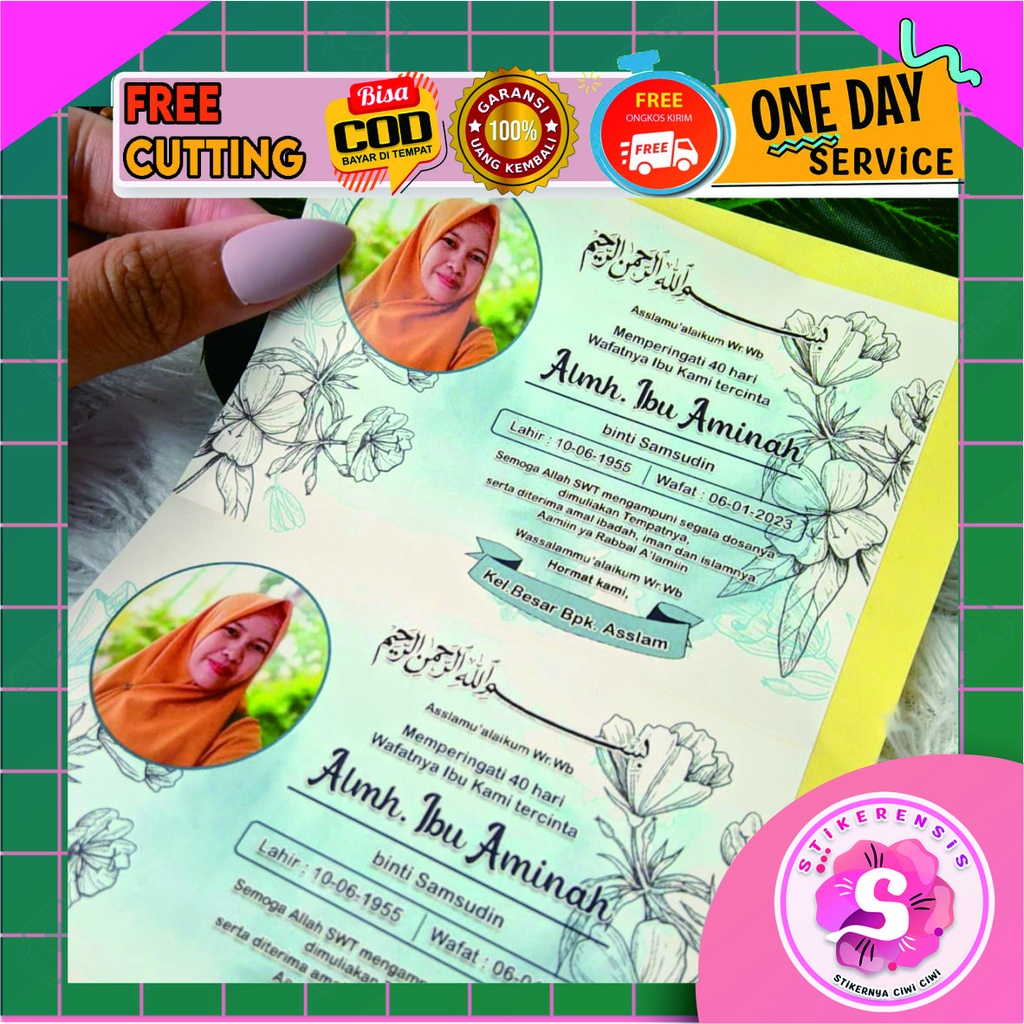 Jual Sticker dan Card Mengenang Wafatnya Stiker Card Label Tahlil Kartu ...