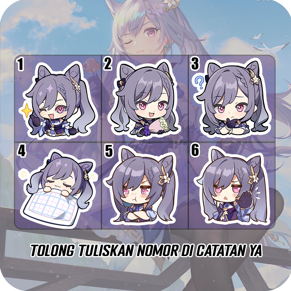 Jual Stiker Glossy Keqing Genshin Impact, Sticker Anime Untuk di HP ...
